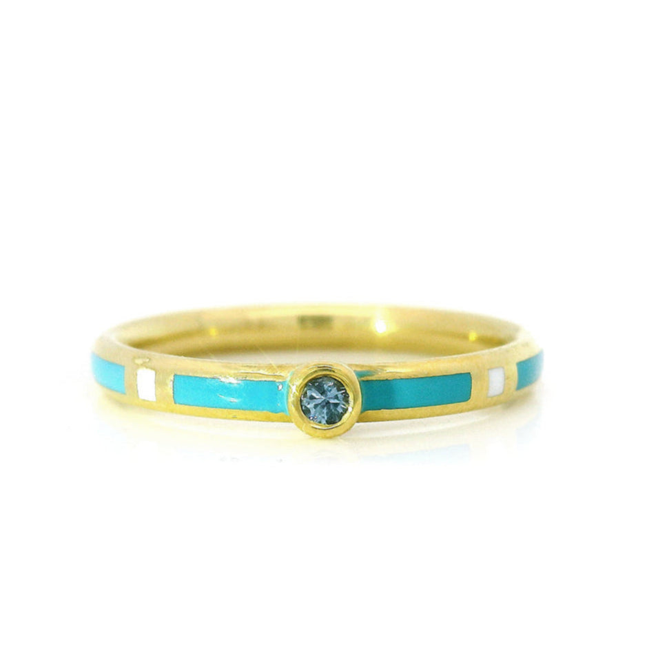 Yogo Sapphire & Enamel Band - "Rock Candy White & Deep Blue" | Alara ...