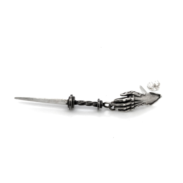 Sterling Silver Single Drop Earring - "Gauntlet & Rondel Dagger" – Alara