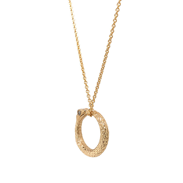 Ouroboros Diamond & Yellow Gold Pendant - "Eternal Cycle" – Alara